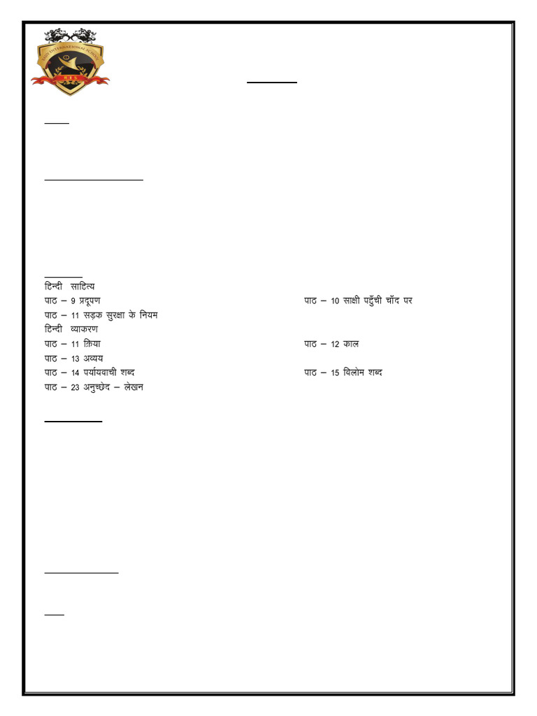 Class 4 Syllabus Pt2 | PDF