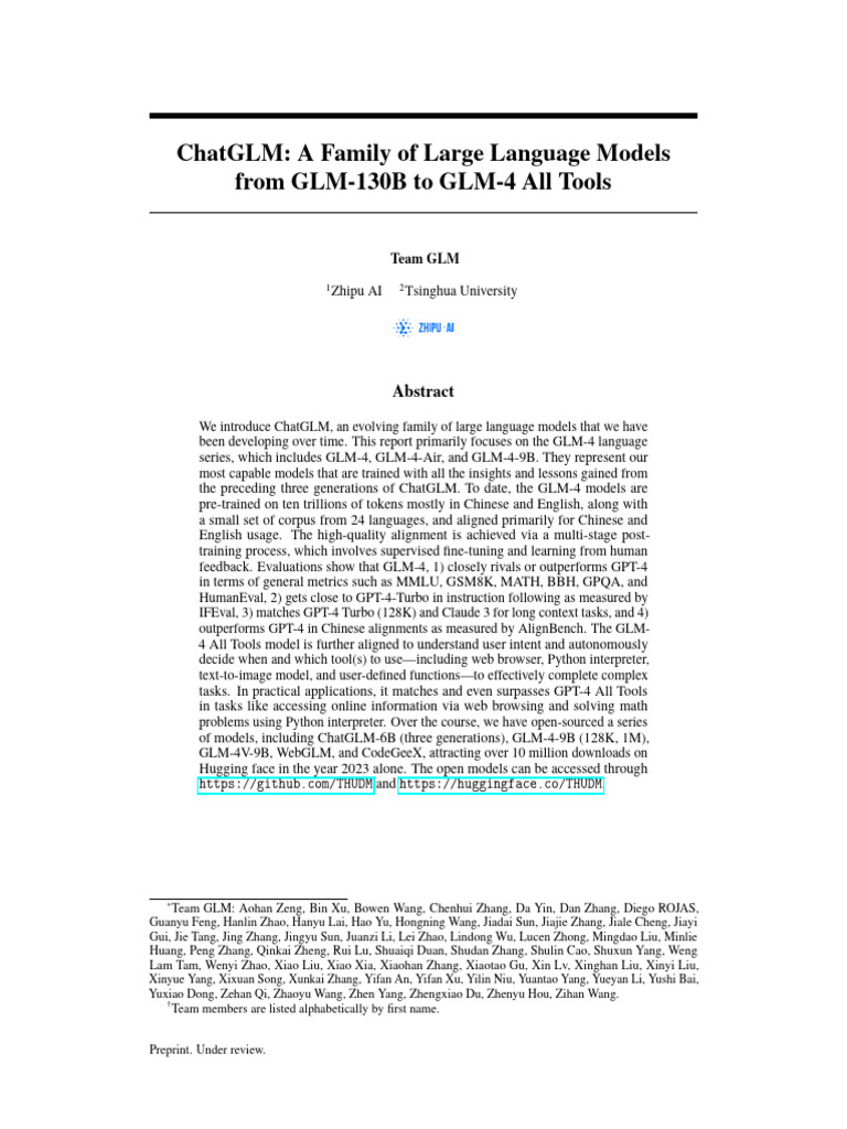 ChatGLM - A Family of Large Language Models From GLM-130B To GLM-4 All Tools | PDF | Computing