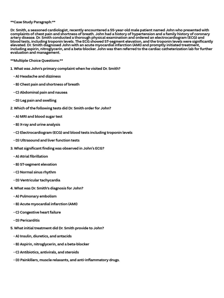 Sure, Here's A Case-Based Paragraph With Accompanying Multiple-Choice ...