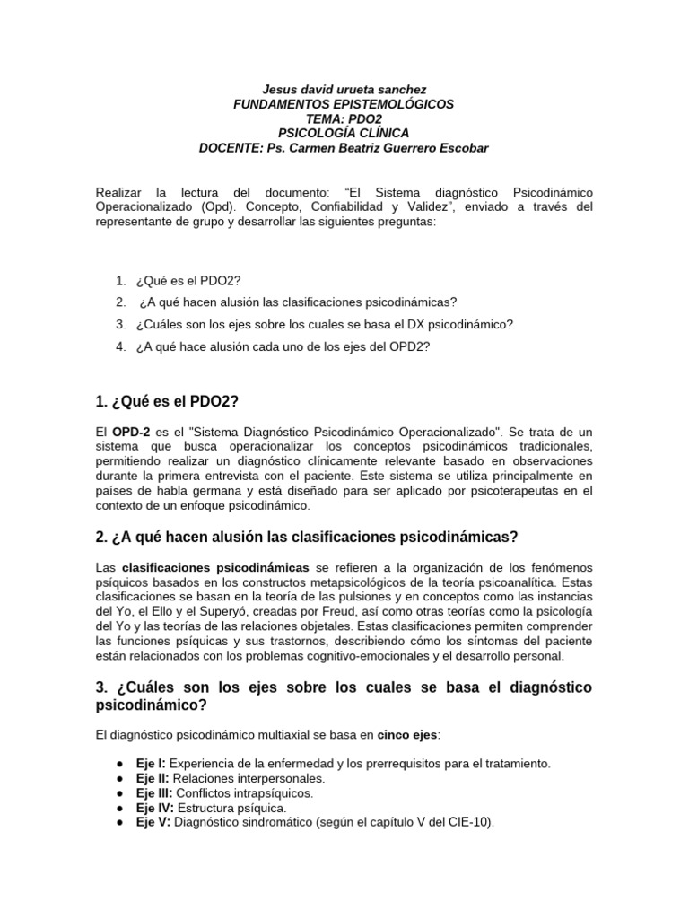 Taller Opd2 | PDF | Psicoanálisis | Sicología