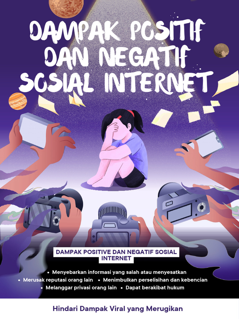 Poster Bijak Menggunakan Media Sosial Ilustratif Ungu Dan Putih ...