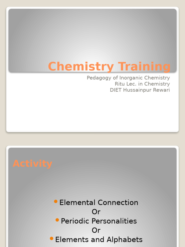 Chemistry Training Session 1 | PDF