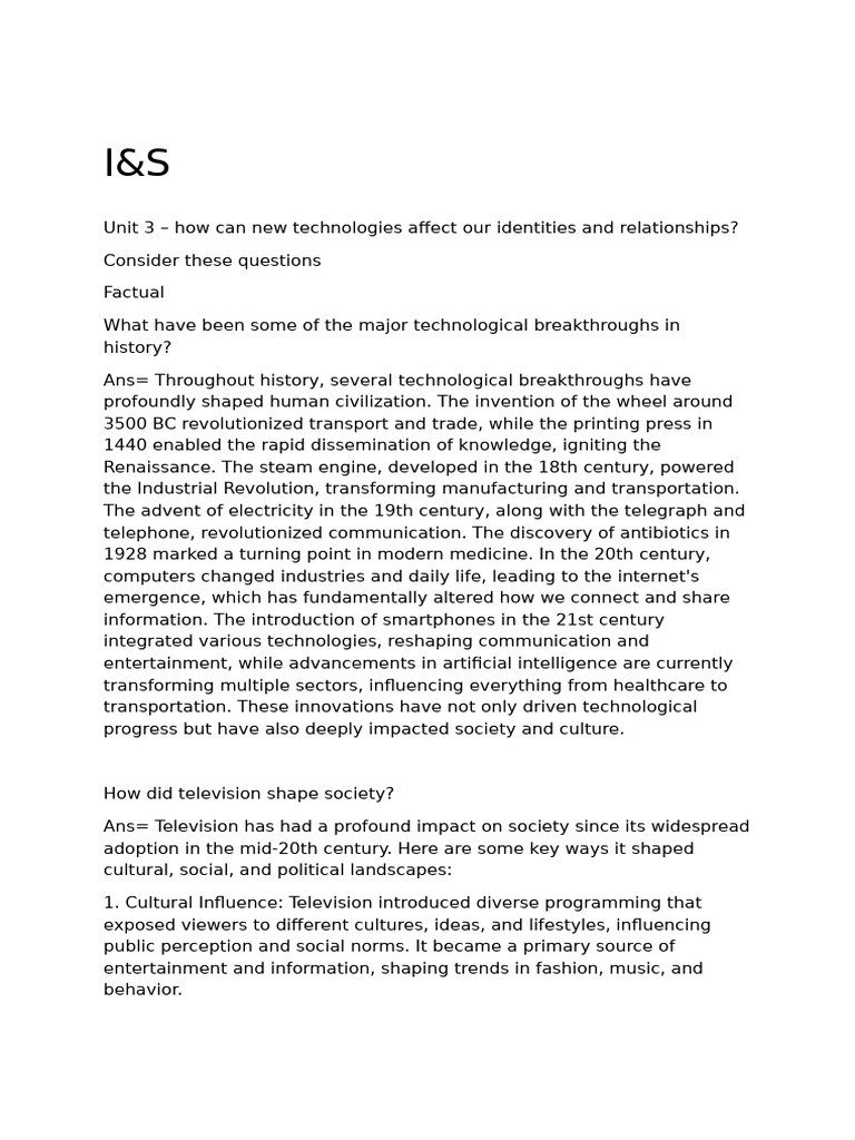 unit 3 I&S | PDF | Popular Culture & Media Studies | Social Media