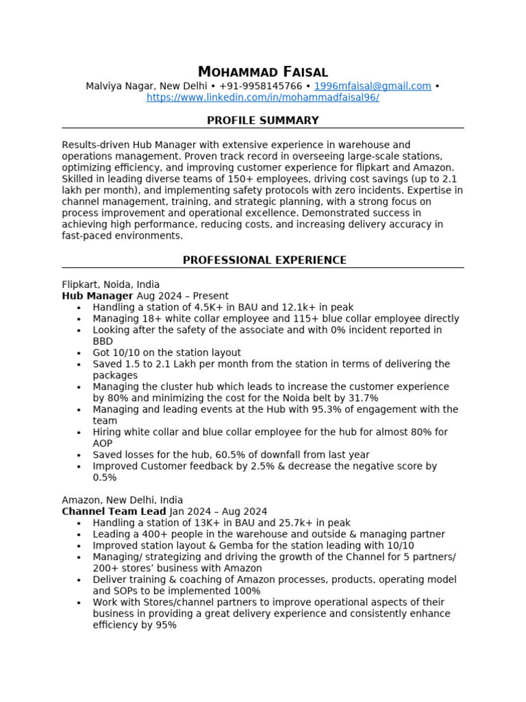 Faisal CV | PDF | Business