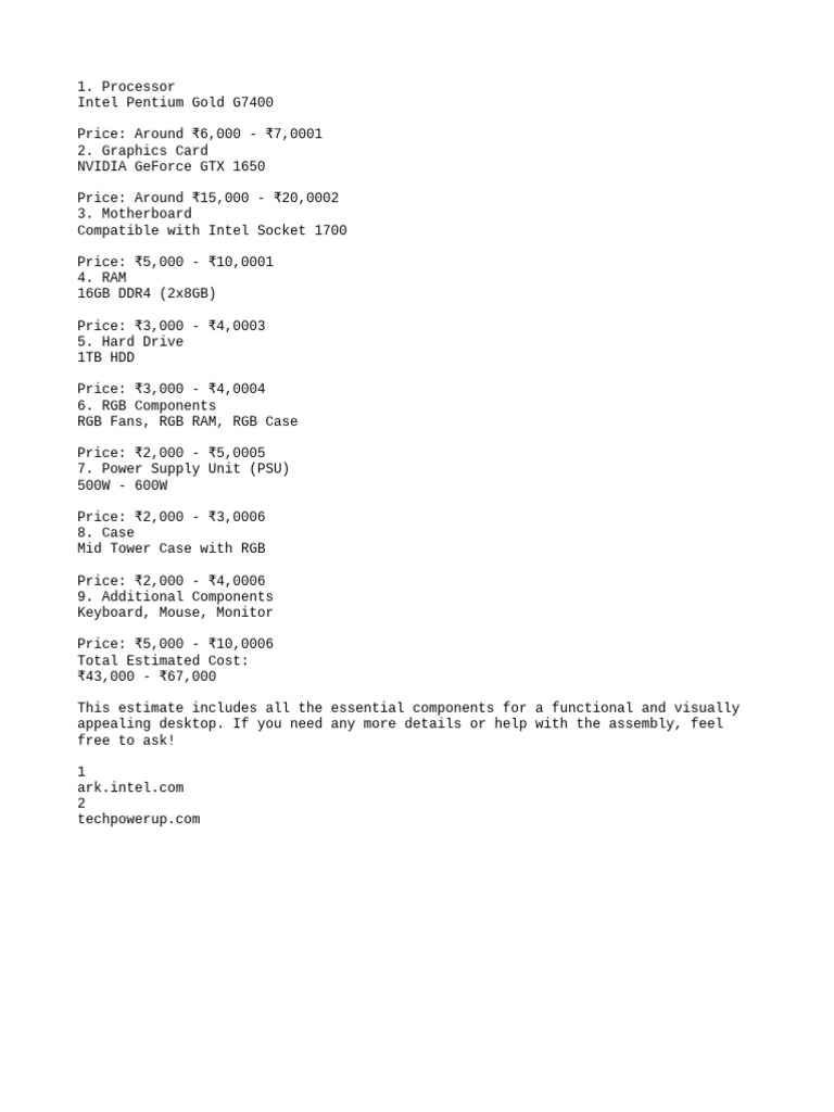 Aarav PC Cost 67000 | PDF | Technology & Engineering