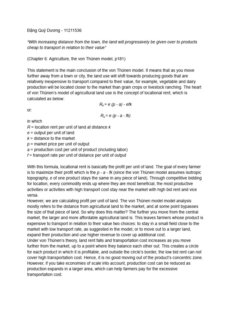 WE - Von Thunen model (1) | PDF | Economies | Economics