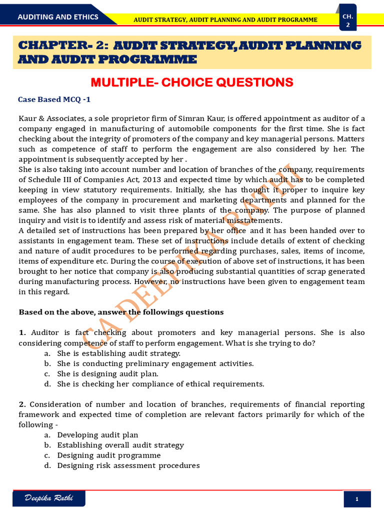 Chp-2 Questions | PDF | Audit | Internal Audit