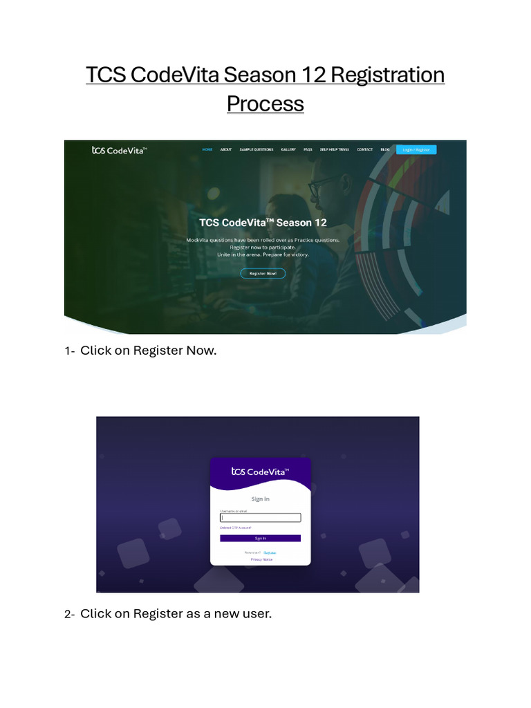 TCS CodeVita Season 12 Registration Process | PDF