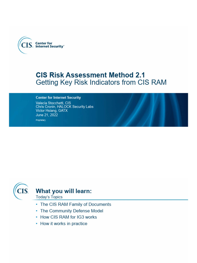 CIS RAM 2.1 For IG3 Slide Deck | PDF | Risk | Risk Management