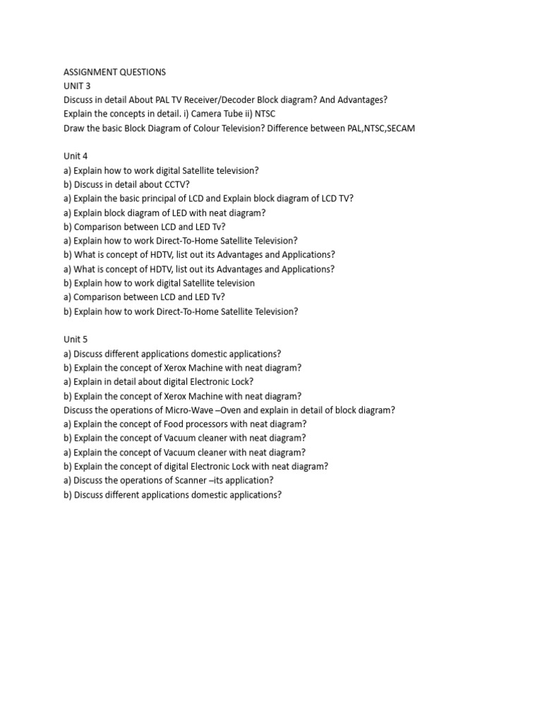 Consumer Electronics - Assignment Questions | PDF | Computers