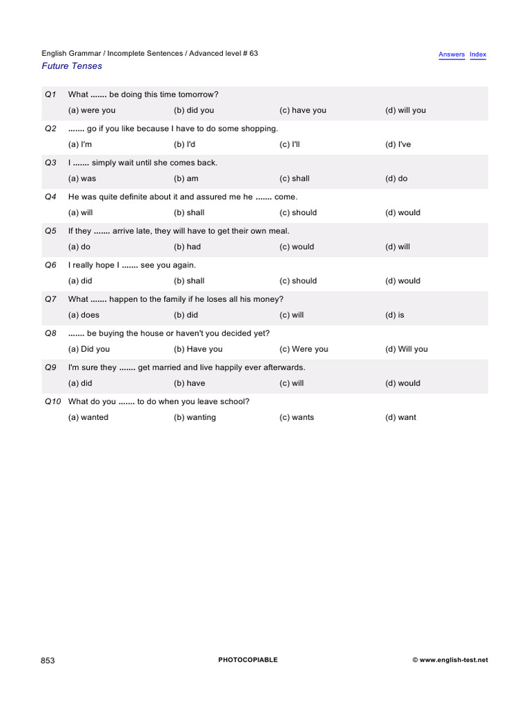 English-Grammar-Tests-Year 8 Only | PDF