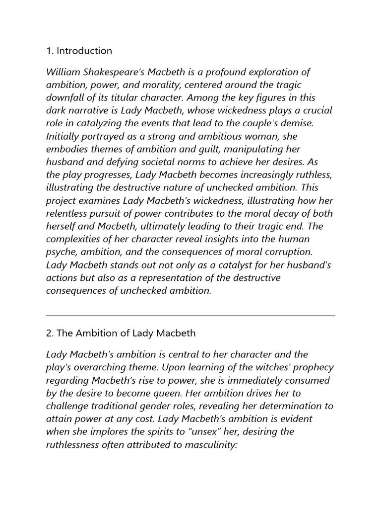 Lady Macbeth: Ambition and Madness | PDF | Macbeth | Masculinity