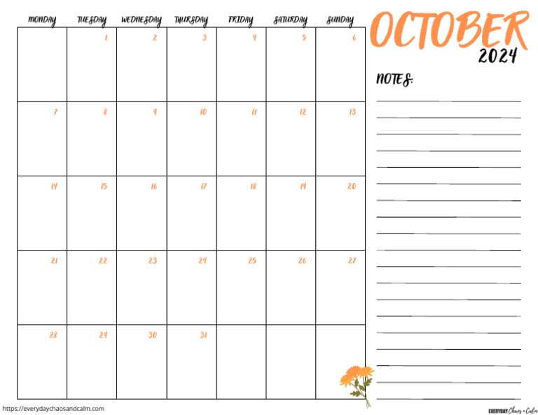 Printable October 2024 Calendar9 | PDF