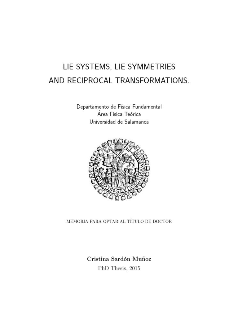 Lie Systems, Lie Symmetries and Reciprocal Transformations - PDF Room | PDF