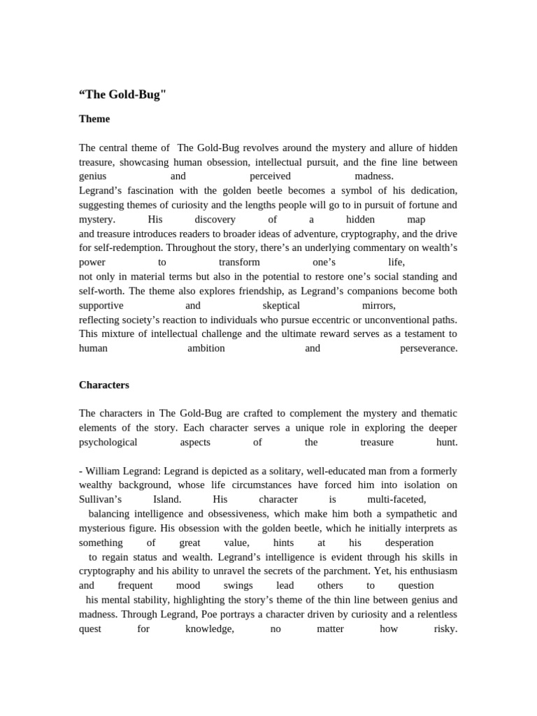 Themes and Conflicts in The Gold-Bug | PDF | General Fiction