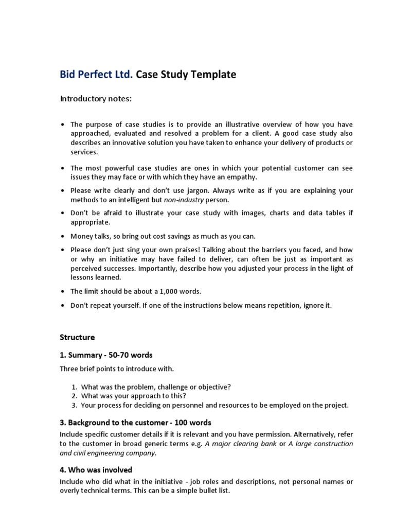 Case Study Template PDF Version | PDF | Case Study | Cognition