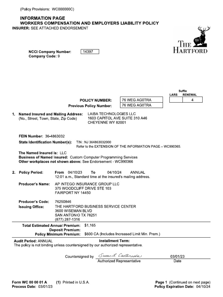 Laiba Technologies LLC WC Info Pages | PDF