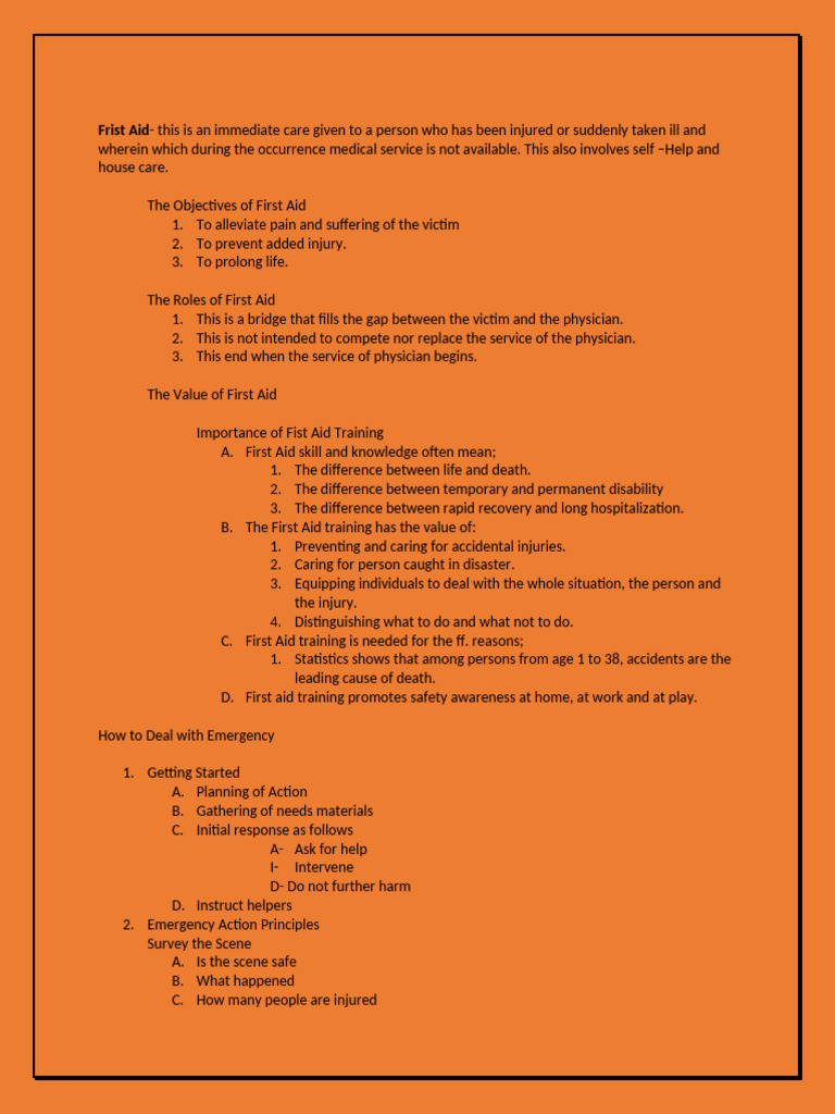 Pe 3 First Aid and Water Notes | PDF | Cardiopulmonary Resuscitation ...