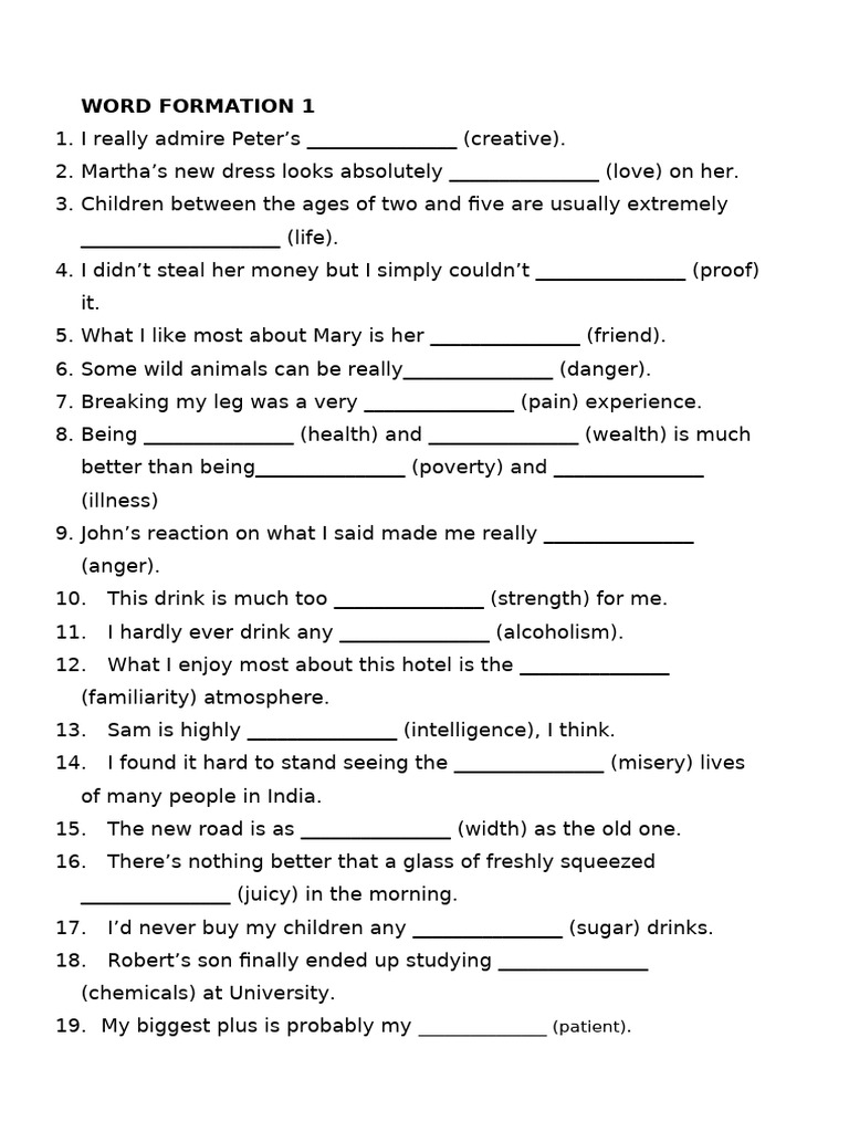 Word Formation 1 Grammar Drills Information Gap Activities 100697 | PDF