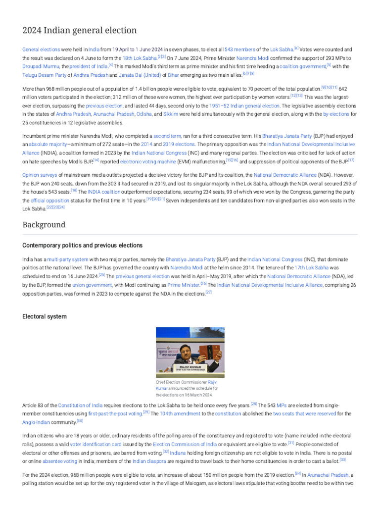 2024 Indian General Election Results | PDF | Bharatiya Janata Party ...