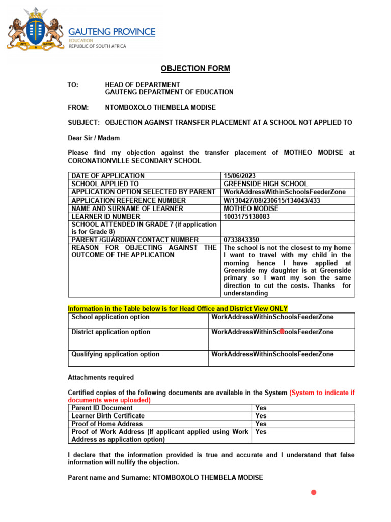 Objection Form (1003175138083) | PDF