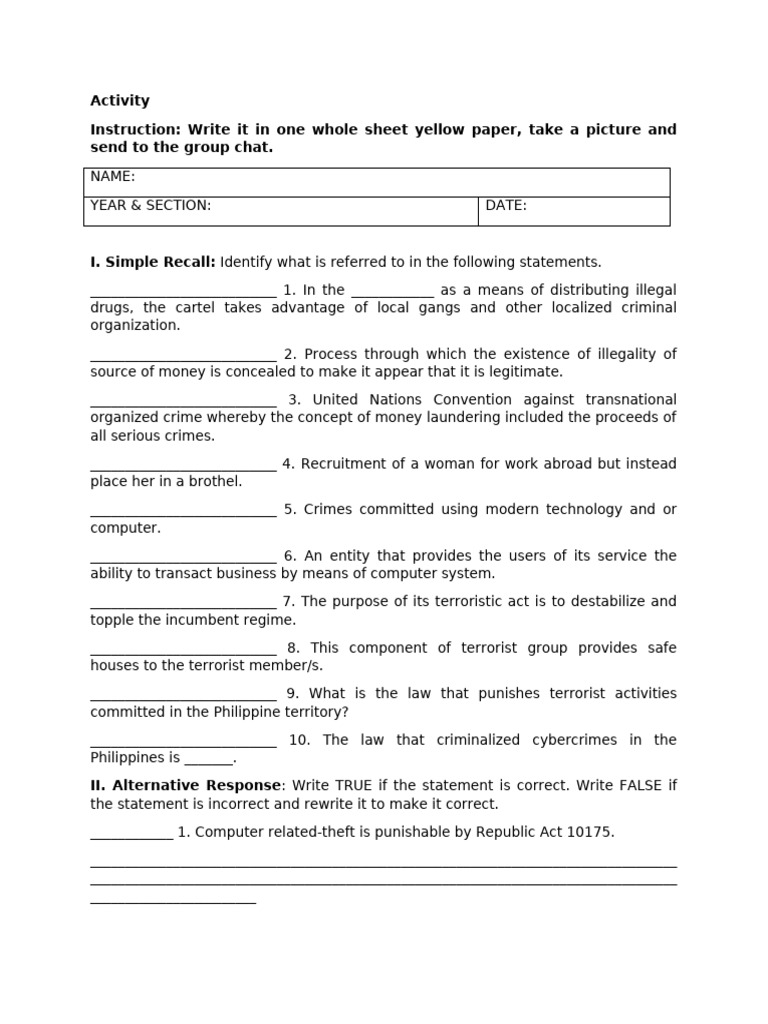 Asynchronous Activity Pdf Organized Crime Crimes
