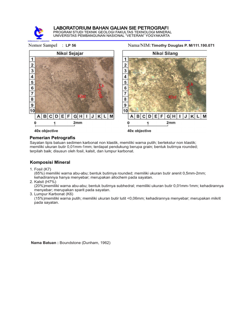 Lembar Deskrip Batugamping Jonggrangan | PDF