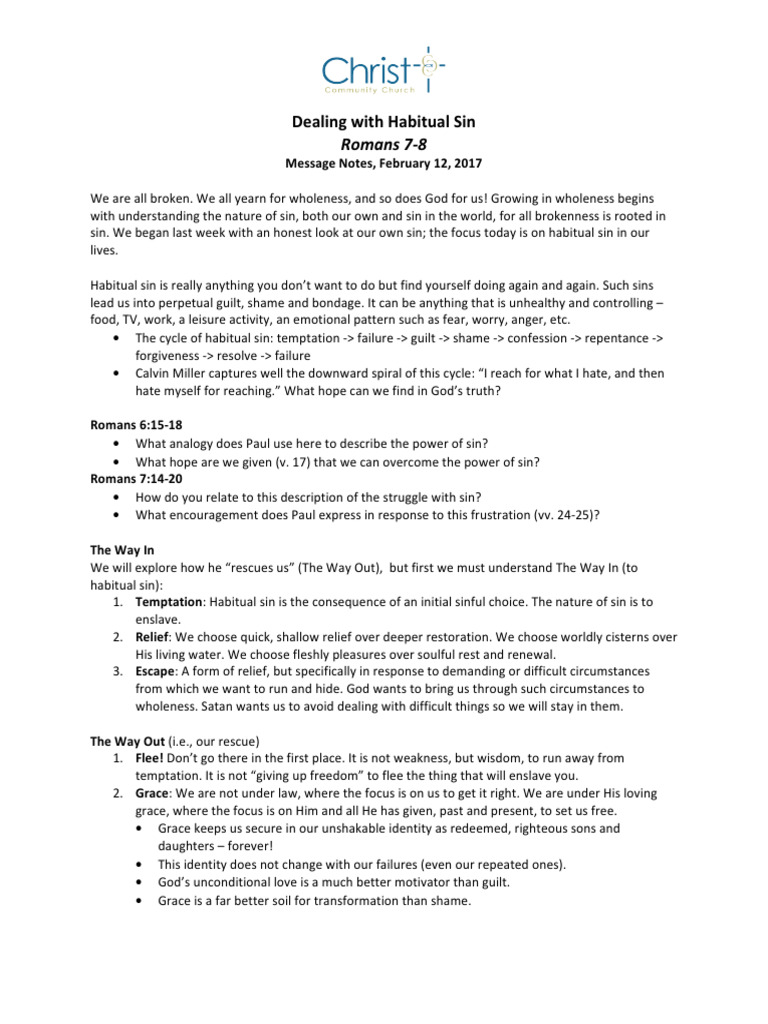 Overcoming Habitual Sin: Romans 7-8 Insights | PDF | Jesus | Theology