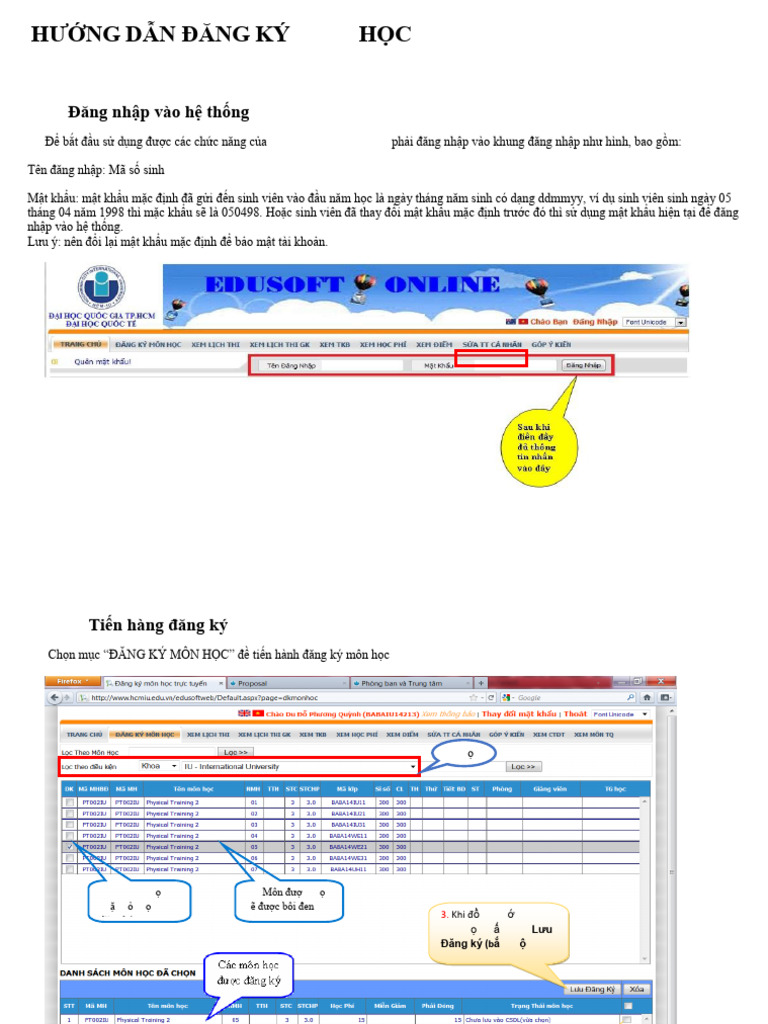 Huong Dan Dang Ky Mon Physicaltraining2 - K2016 | PDF