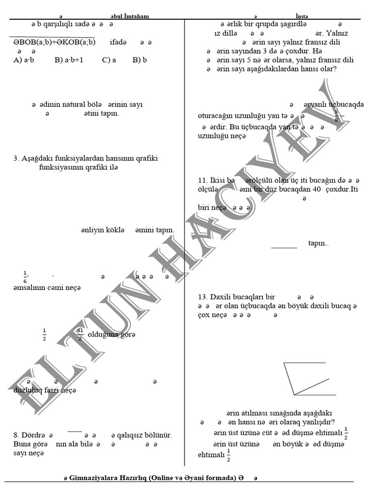 VII Sinif - Lisey VƏ Gimnaziyalara Qəbul İmtahanı - 2022 | PDF