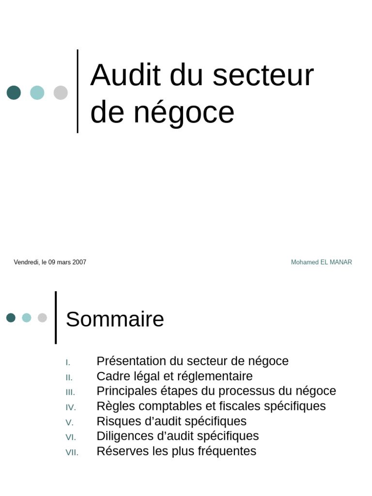 Audit Du Secteur de N Goce | PDF | Inventaire | Impôts