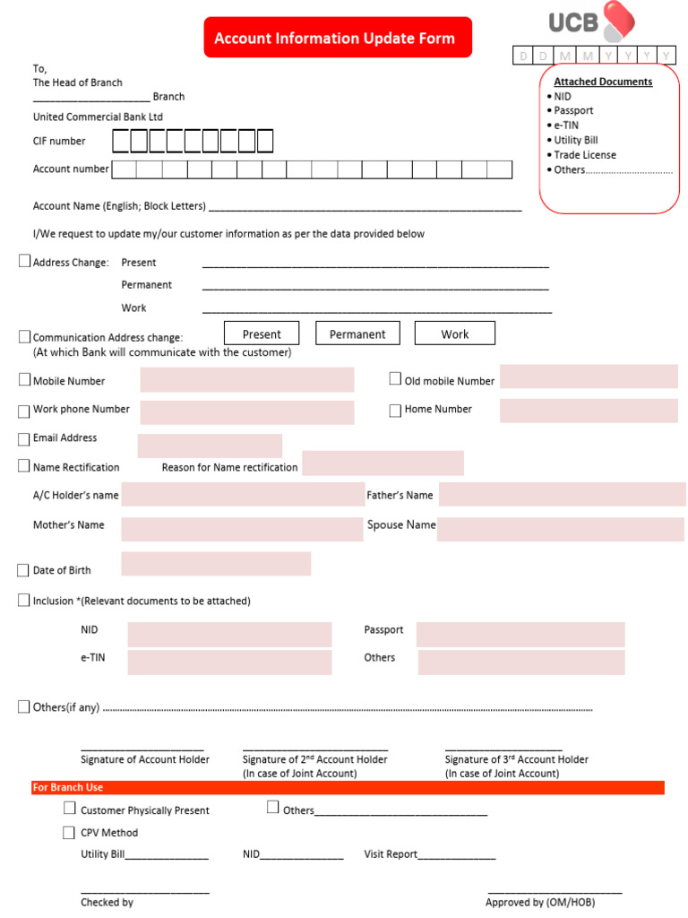 Account Information Update | PDF | Finance & Money Management