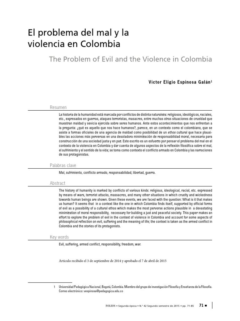 Mal y violencia en el conflicto colombiano | PDF | Mal | Hannah Arendt