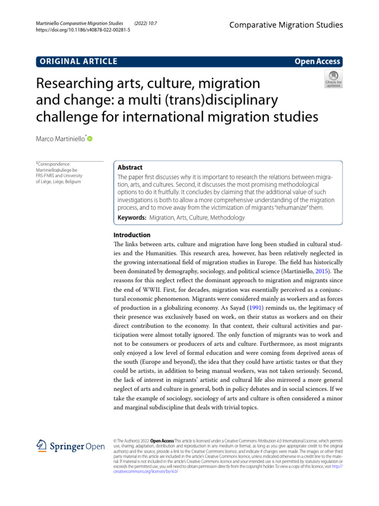 Researching Arts, Culture, Migration and Change: A Multi (Trans ...