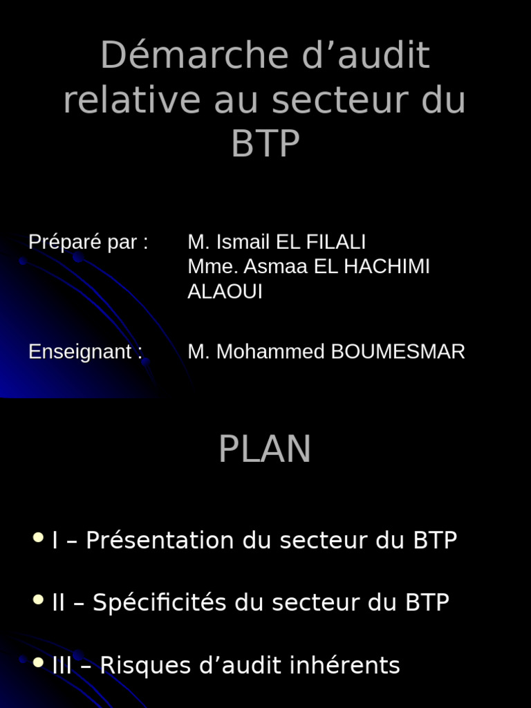 Audit BTP | PDF | Comptabilité | Économie