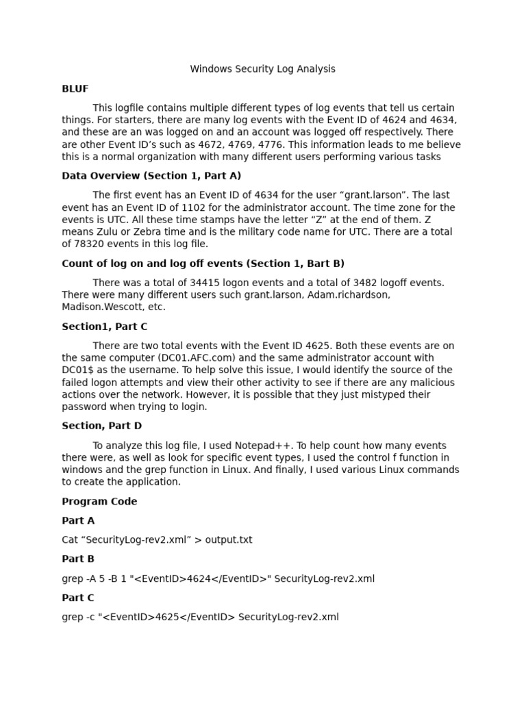 Windows Security Log Analysis | PDF | Login | User (Computing)