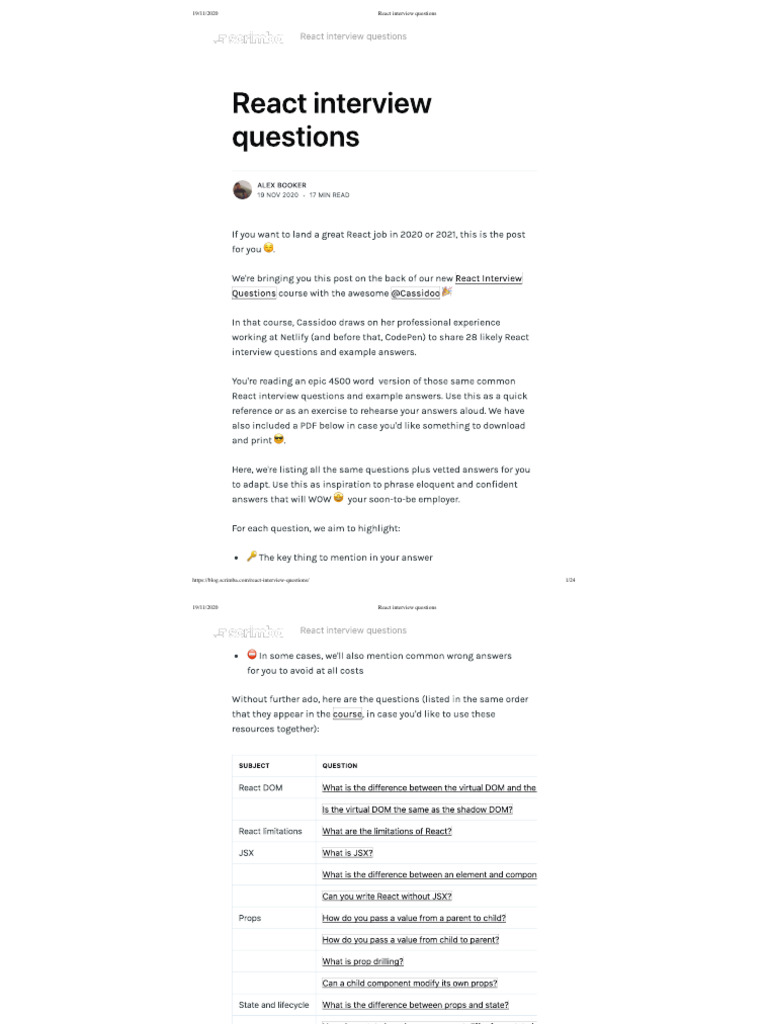React Interview | PDF | Computers | Technology & Engineering
