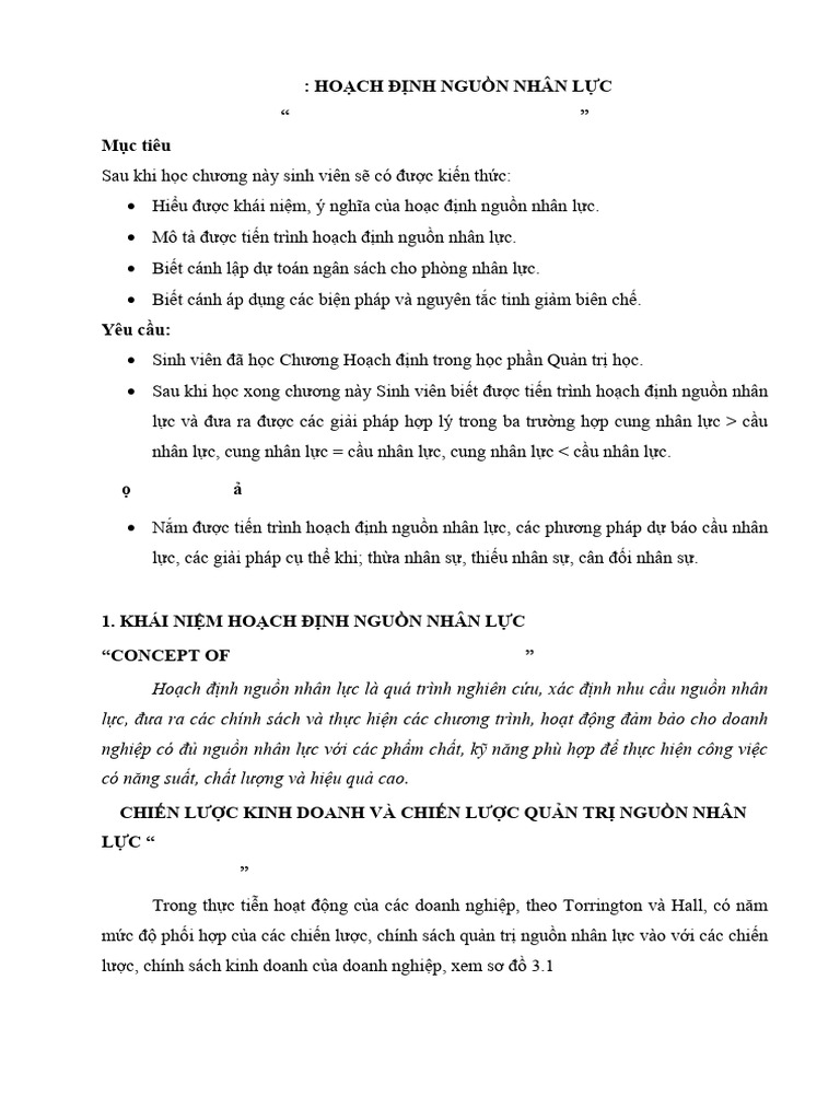 Bài Giảng 4. Hoạch Định Nnl | PDF