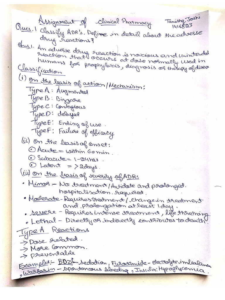 Assignment of Clinical Pharmacy | PDF