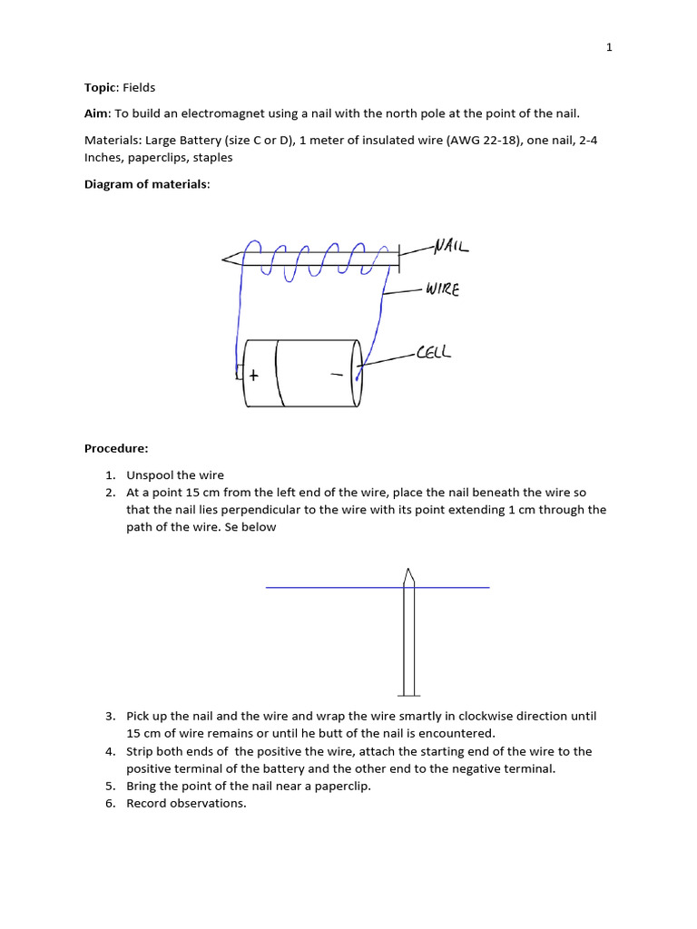 Build an Electromagnet with a Nail | PDF | Home & Garden | Science ...