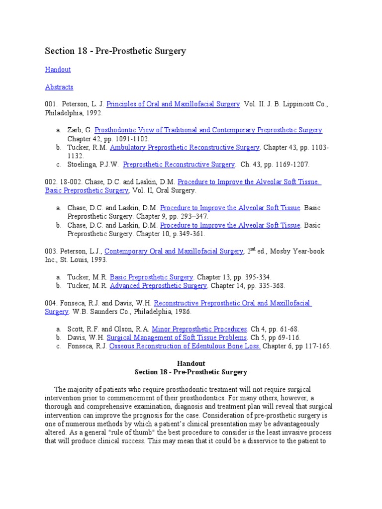 Pre-Prosthetic Surgery Guide | PDF