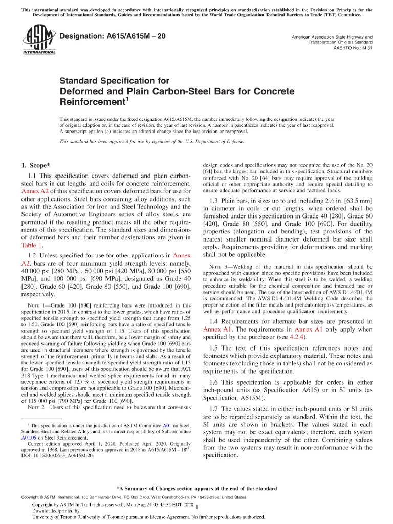 Astm A615 2020 | PDF