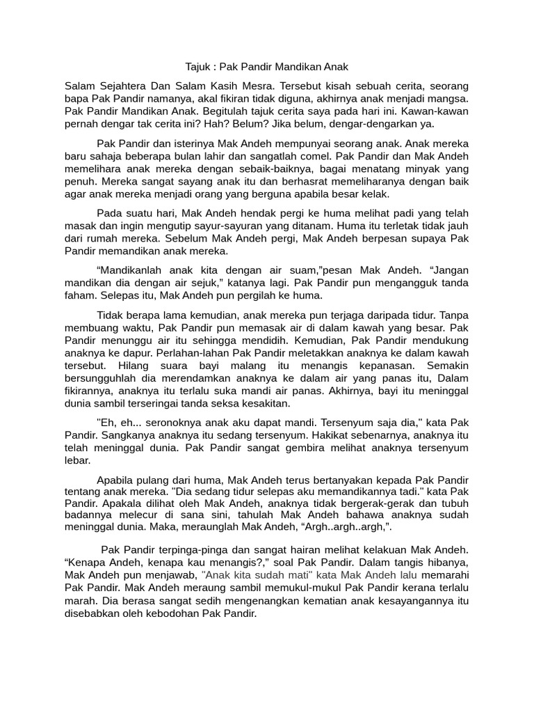 Pak Pandir Mandikan Anak | PDF