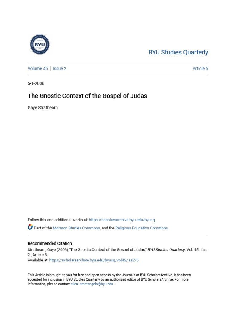The Gnostic Context of The Gospel of Judas | PDF | Gnosticism | Irenaeus