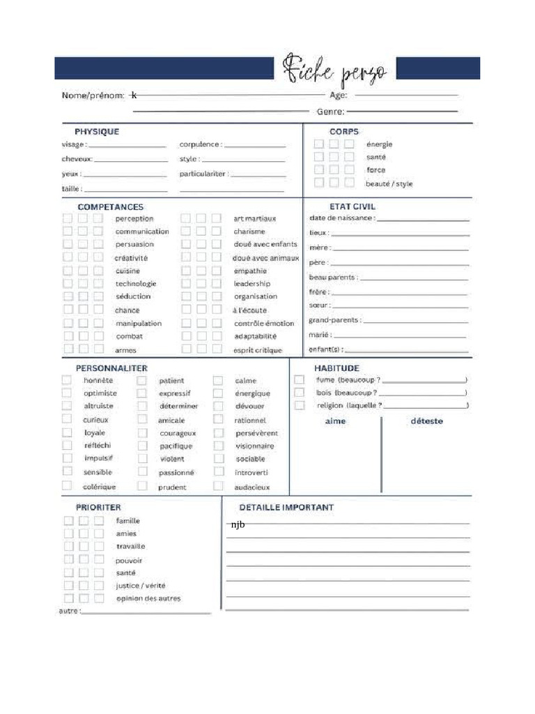 Fiche Perso | PDF