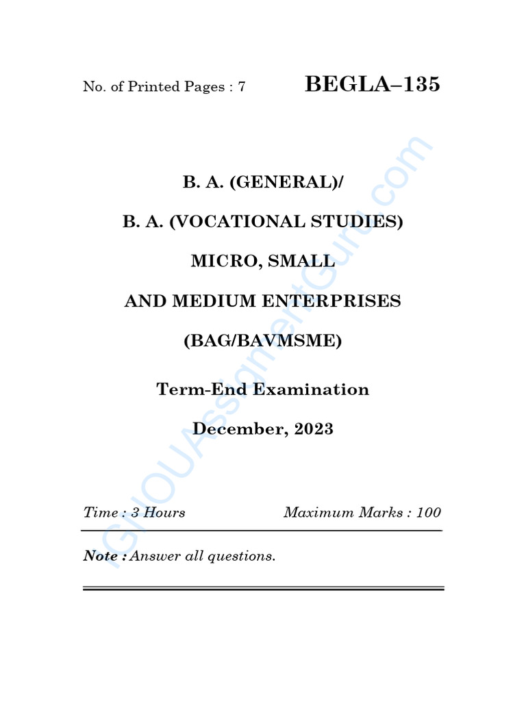 Dec - 2023 BEGLA-135 | PDF