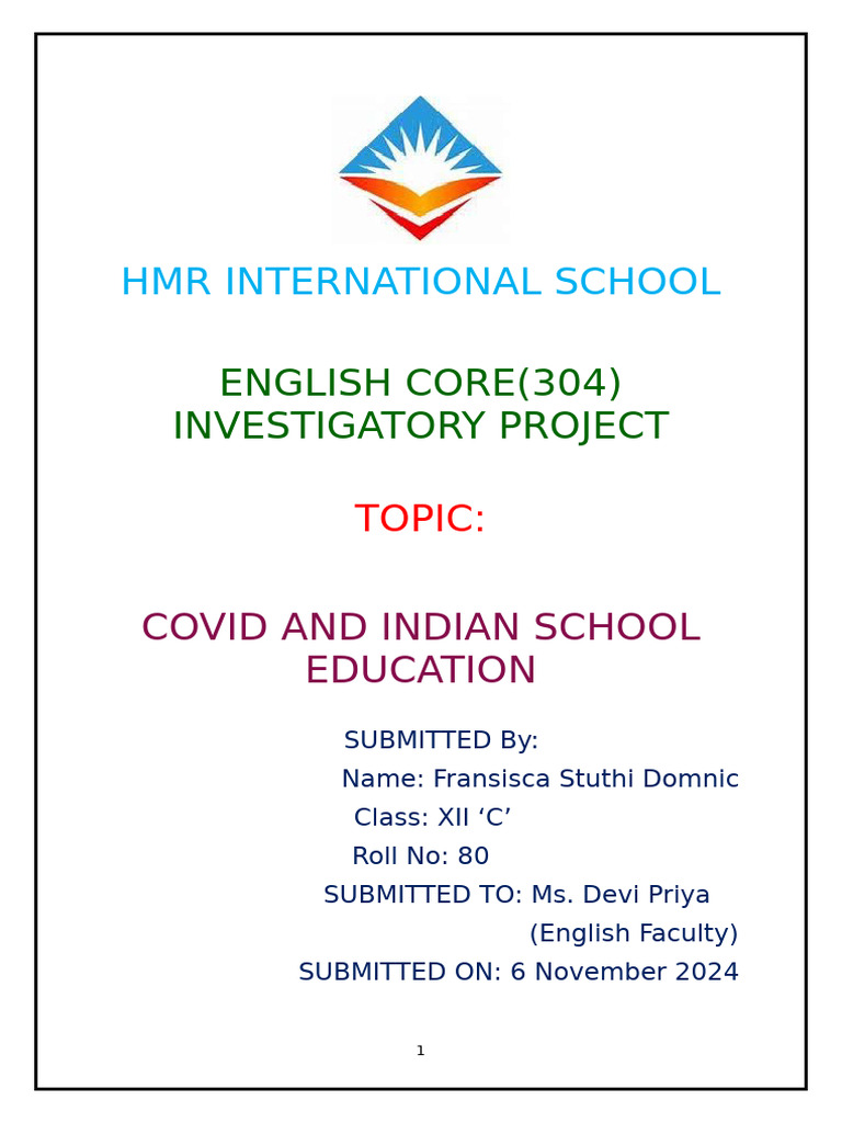 English Investegatory Project Class 12 (Autorecovered) | PDF | Educational Technology | Distance ...