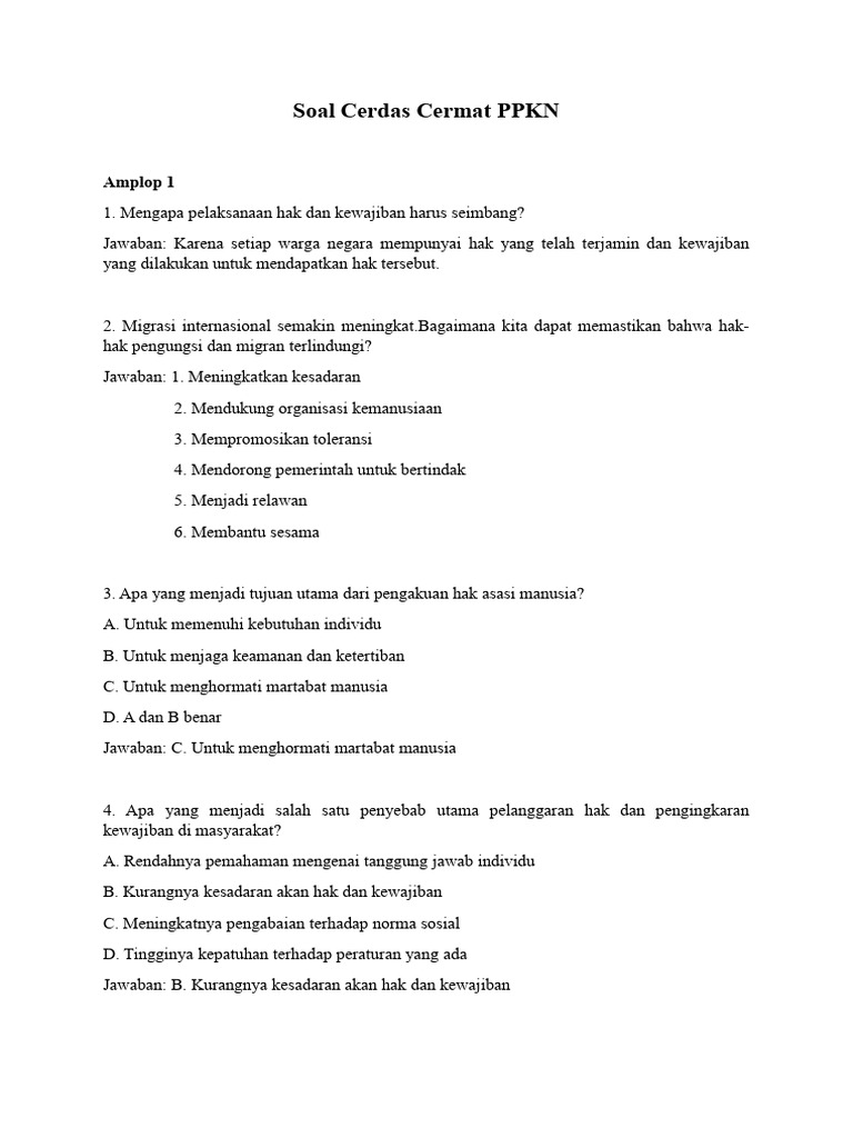 Soal Cerdas Cermat PPKN | PDF