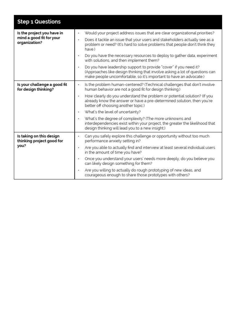 Step-1-Questions To Asks | PDF