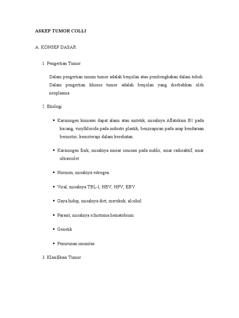 Tumor Colli: Konsep dan Diagnosis | PDF